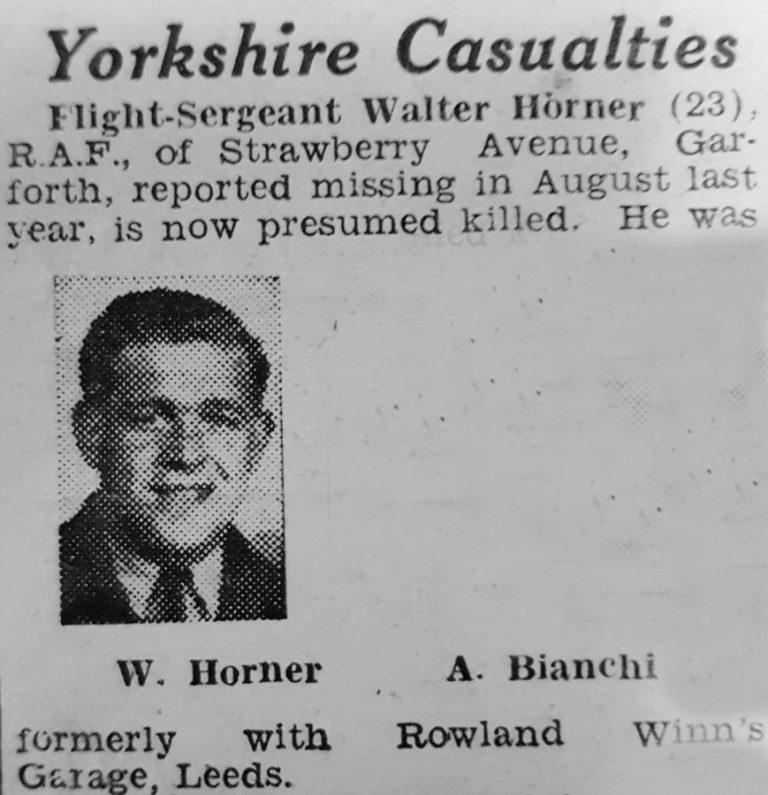 Walter Horner – Sergeant 1486873 – Garforth Roll Of Honour